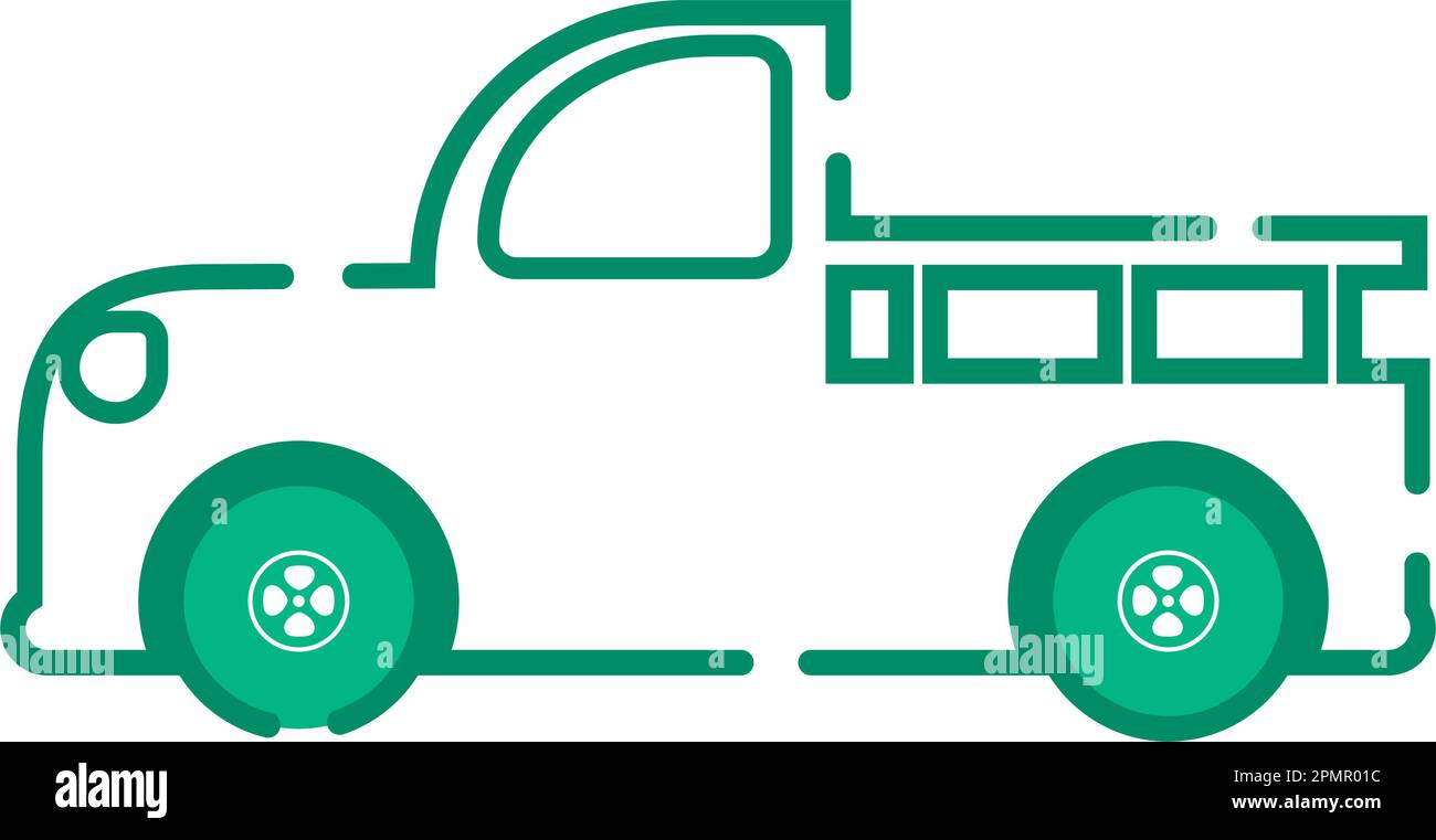 Isolated pick up truck icon Colored outline Vector Stock Vector Image ...