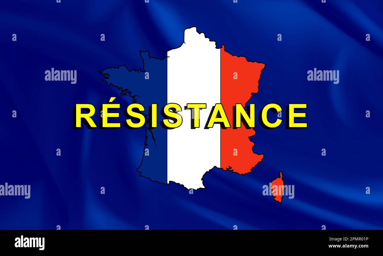 france in silhouette with the colors of the flag and the name of France ...