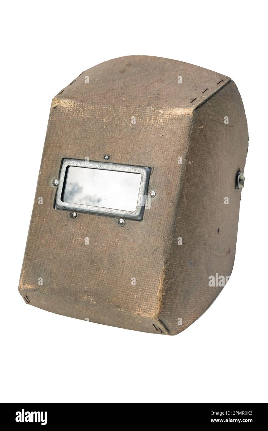 vintage welding helmet. protective welding mask. isolated on white ...