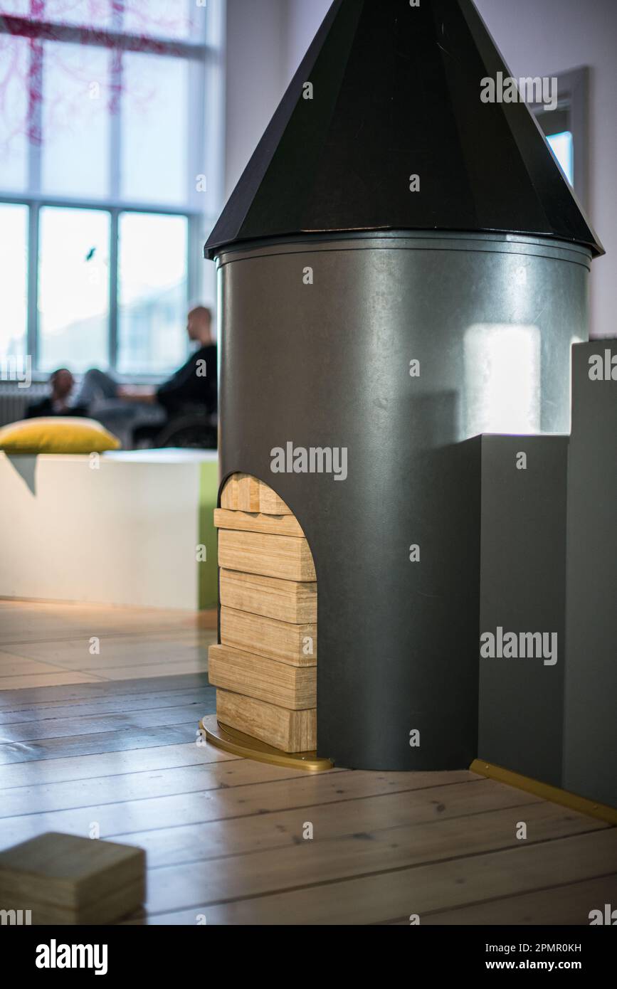 Indoor play room with wooden child fortress Stock Photo - Alamy