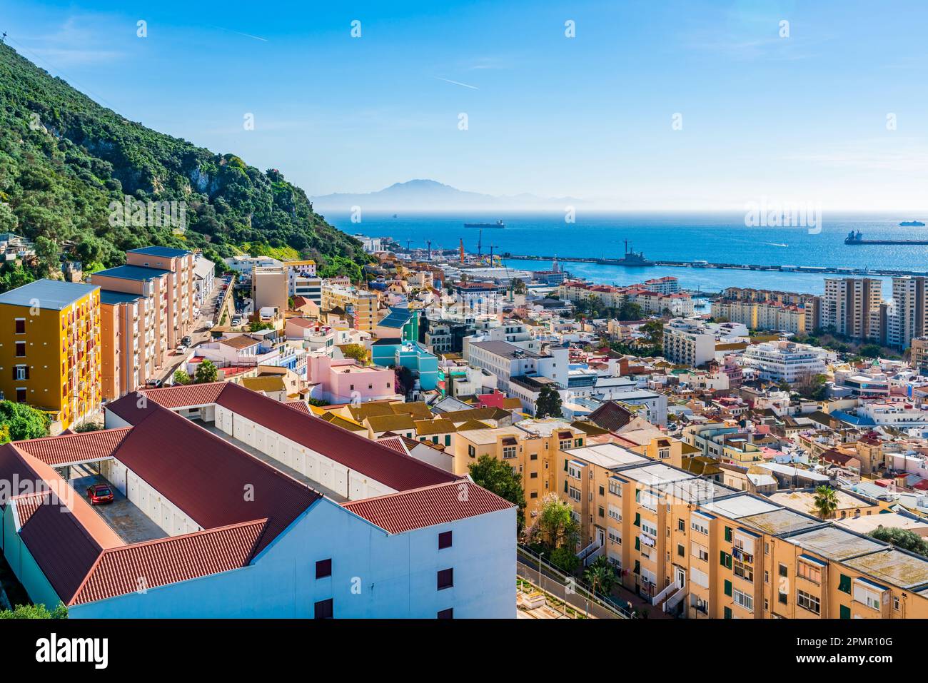 View of the Gibraltar town from the Upper Rock. UK Stock Photo - Alamy