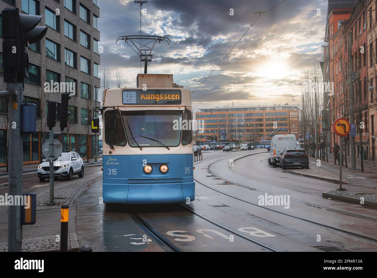 Classical tram on a street of Gothenburg in Sweden Stock Photo - Alamy