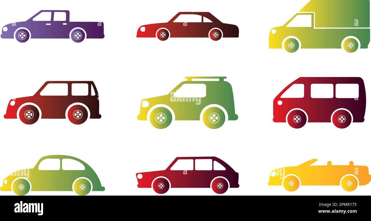 Set of colored cars icons Vector Stock Vector Image & Art - Alamy