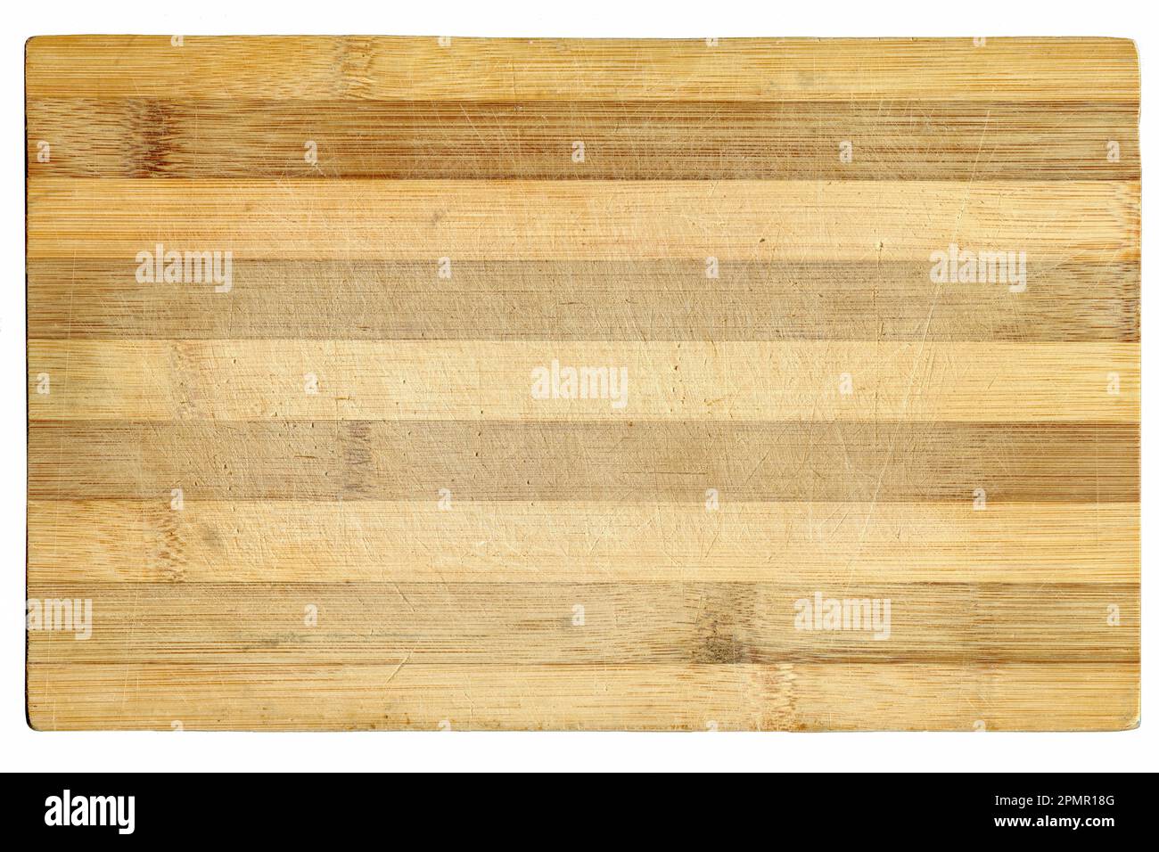 used bamboo wood cutting board. High resolution isolated on white ...