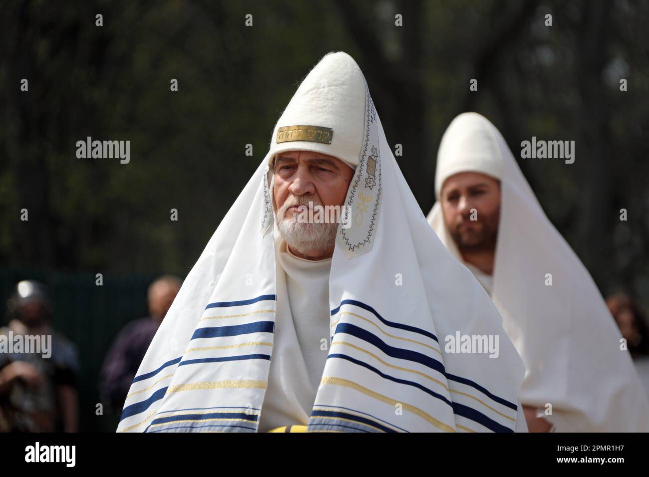 ODESA, UKRAINE - APRIL 14, 2023 - Actors re-enact the last days of ...