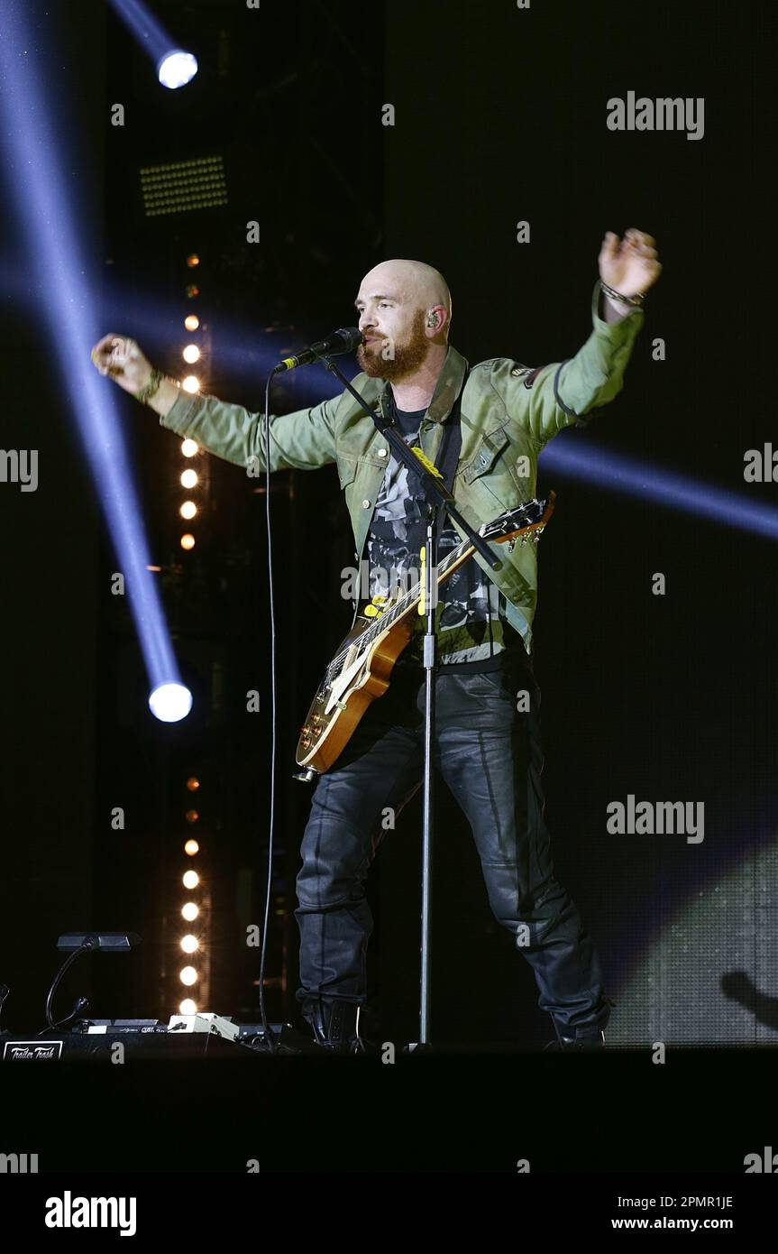 File photo dated 06/12/14 of Mark Sheehan of The Script live on stage ...