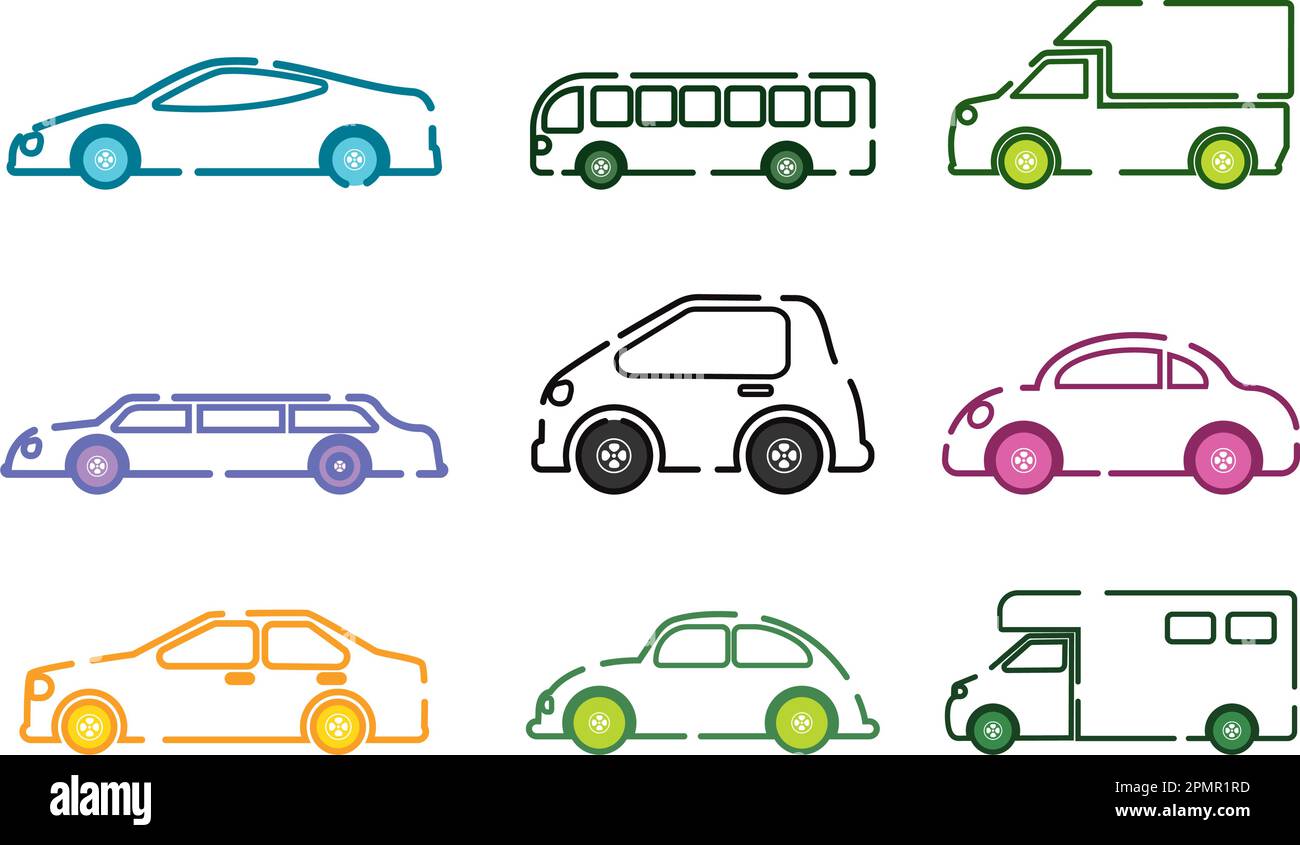 Set of colored cars icons Vector Stock Vector Image & Art - Alamy