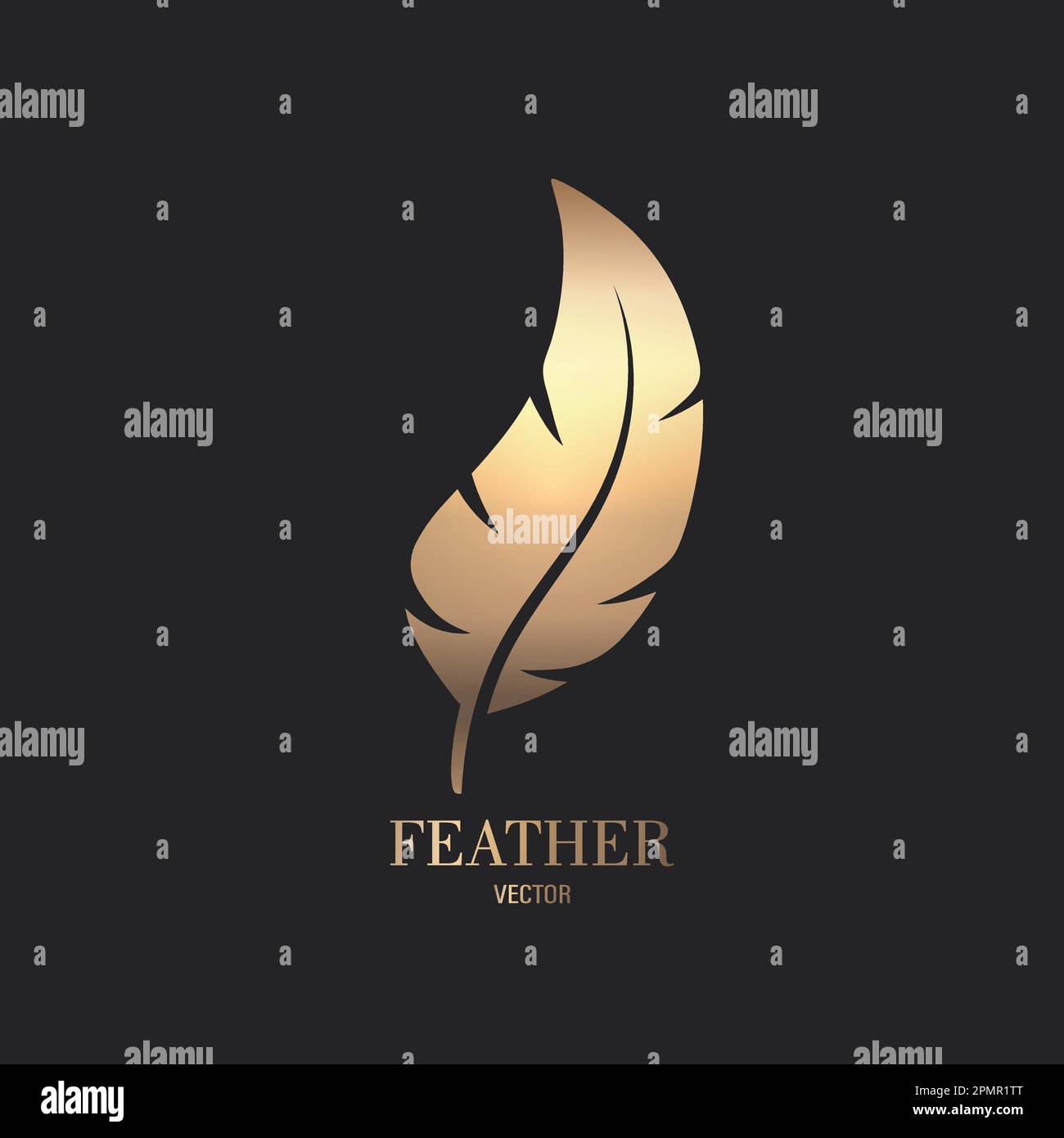 Vector Fluffy Golden Color Feather Logo Icon, Silhouette Feather ...