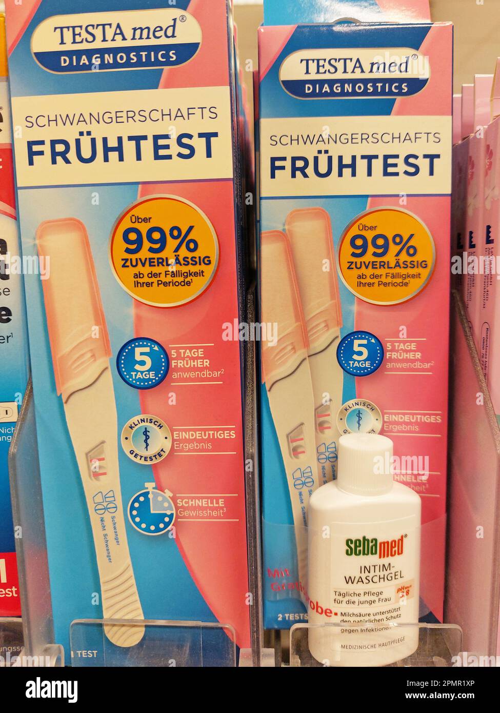 ovulation test packages by testa med in a drug store Stock Photo - Alamy
