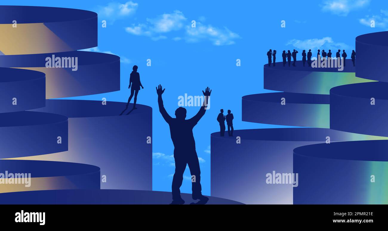 Business communication is seen with the boss signaling and shouting ...