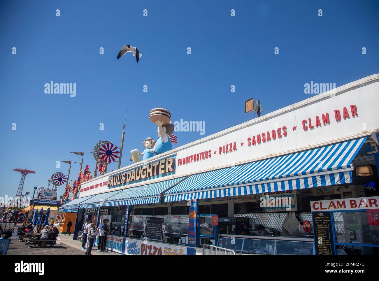 Food concession on the Coney Island boardwalk Stock Photo - Alamy