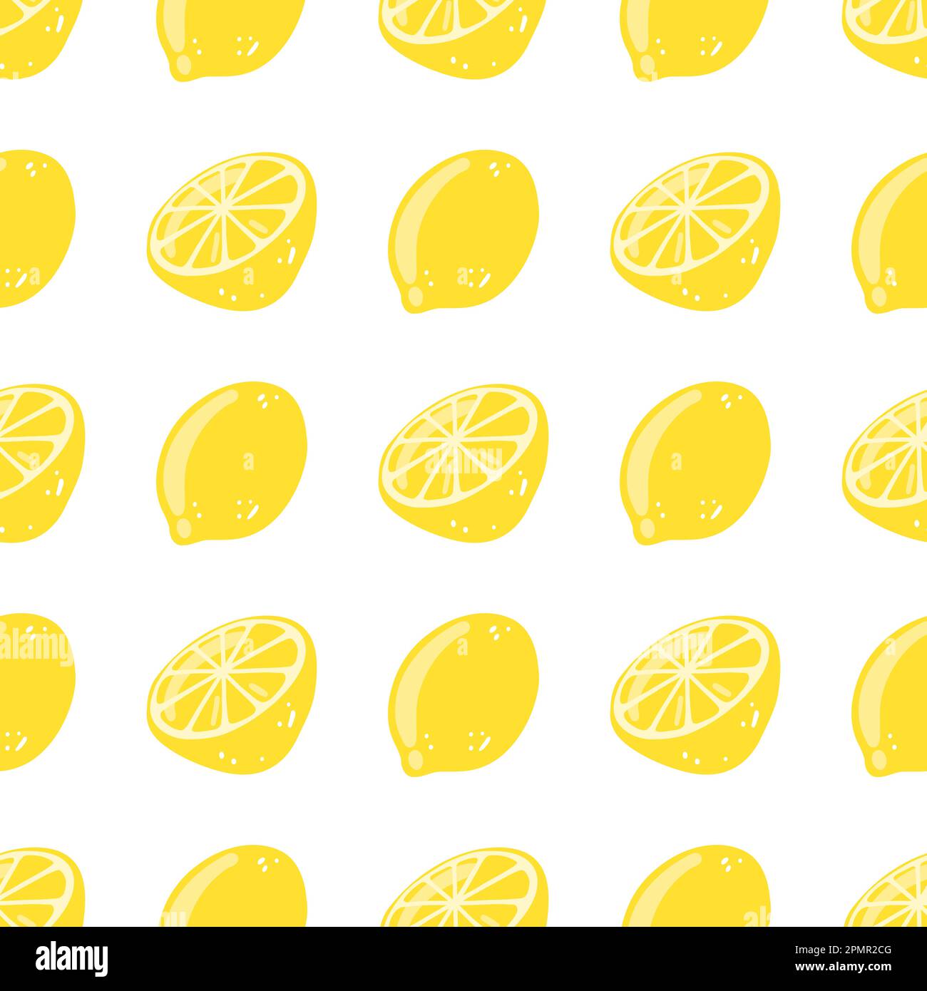 Seamless pattern with hand drawn cut and whole lemons. Vector ...