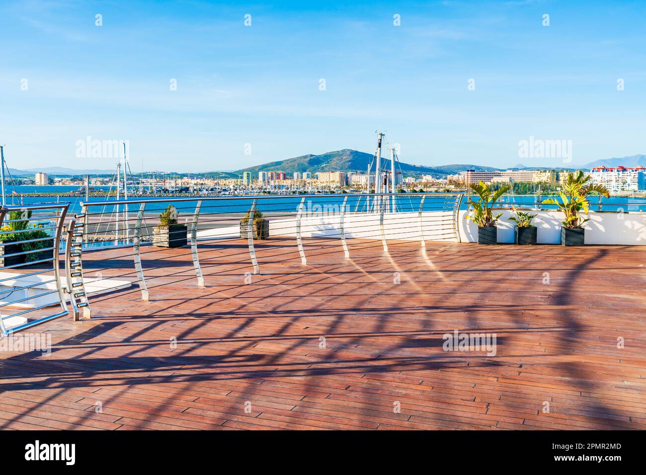 GIBRALTAR, UK - MARCH 10, 2023: View from the upper deck of Sunborn, a ...