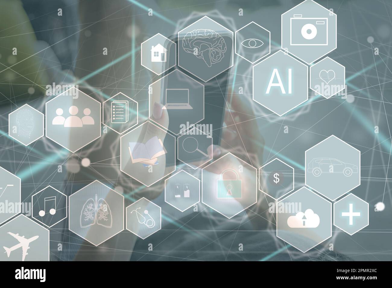 Human and technology concept. AI (Artificial Intelligence ...