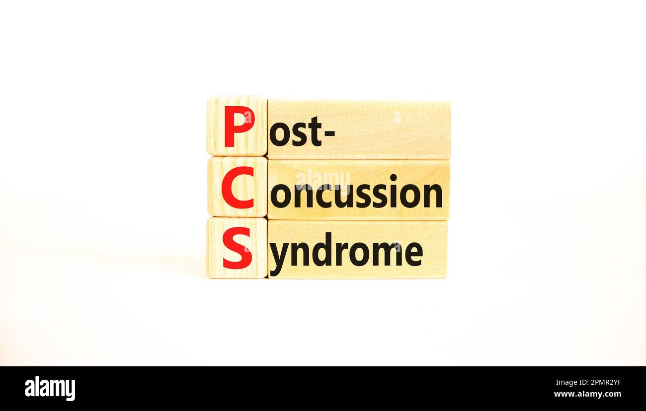 PCS post-concussion syndrome symbol. Concept words PCS post-concussion syndrome on wooden blocks ...
