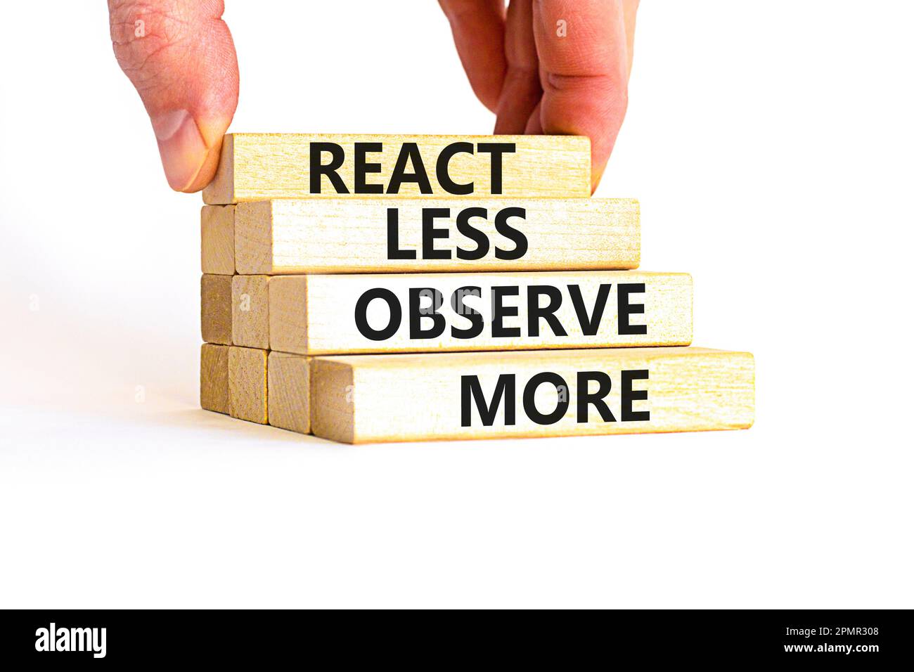 React Less Observe More Symbol Concept Words React Less Observe More On Wooden Block Beautiful