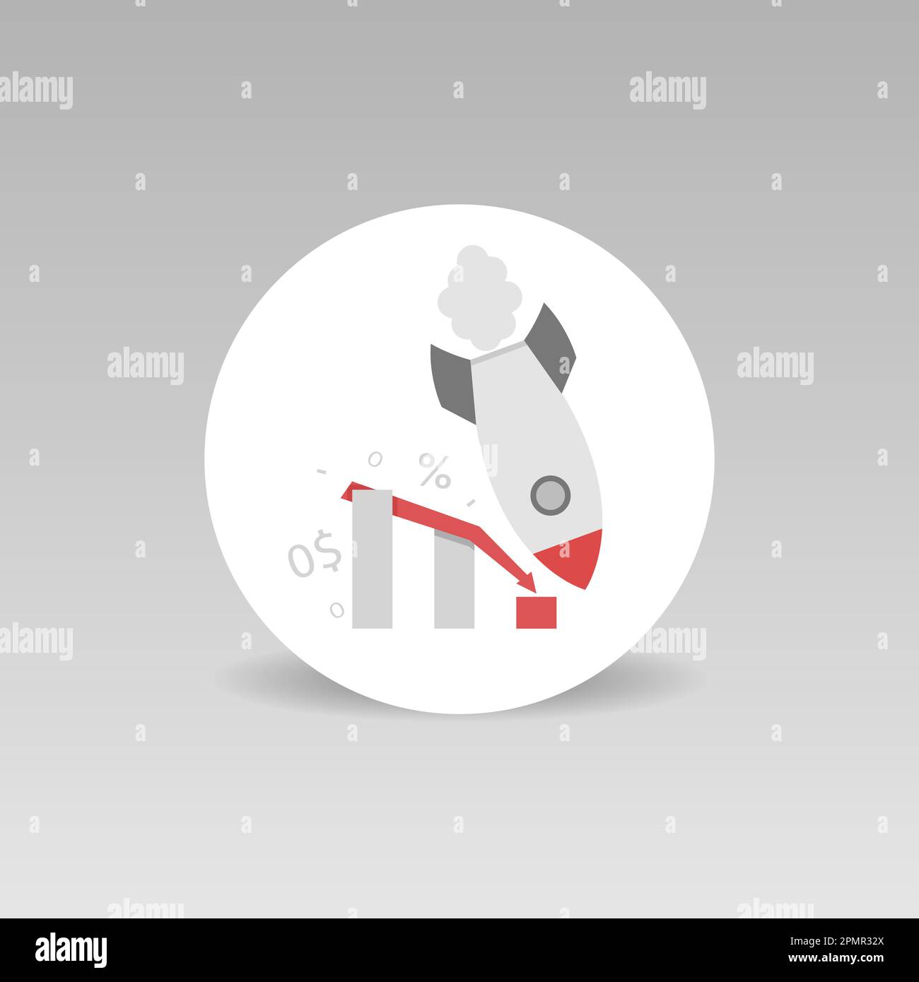 Financial failure vector icon falling rocket and declining graph Stock ...