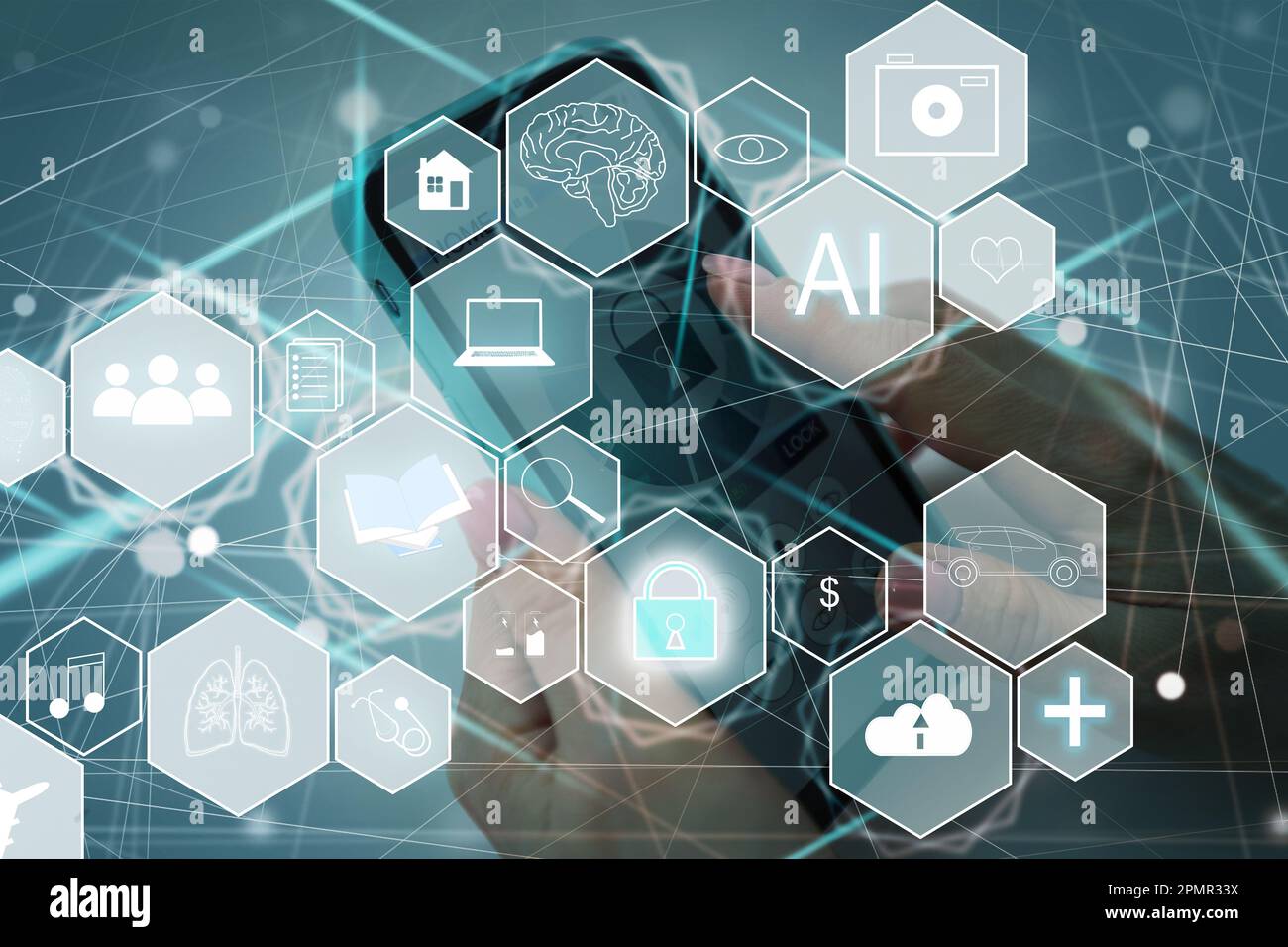 AI, Artificial intelligence, machine learning, neural networks and modern technologies concepts ...