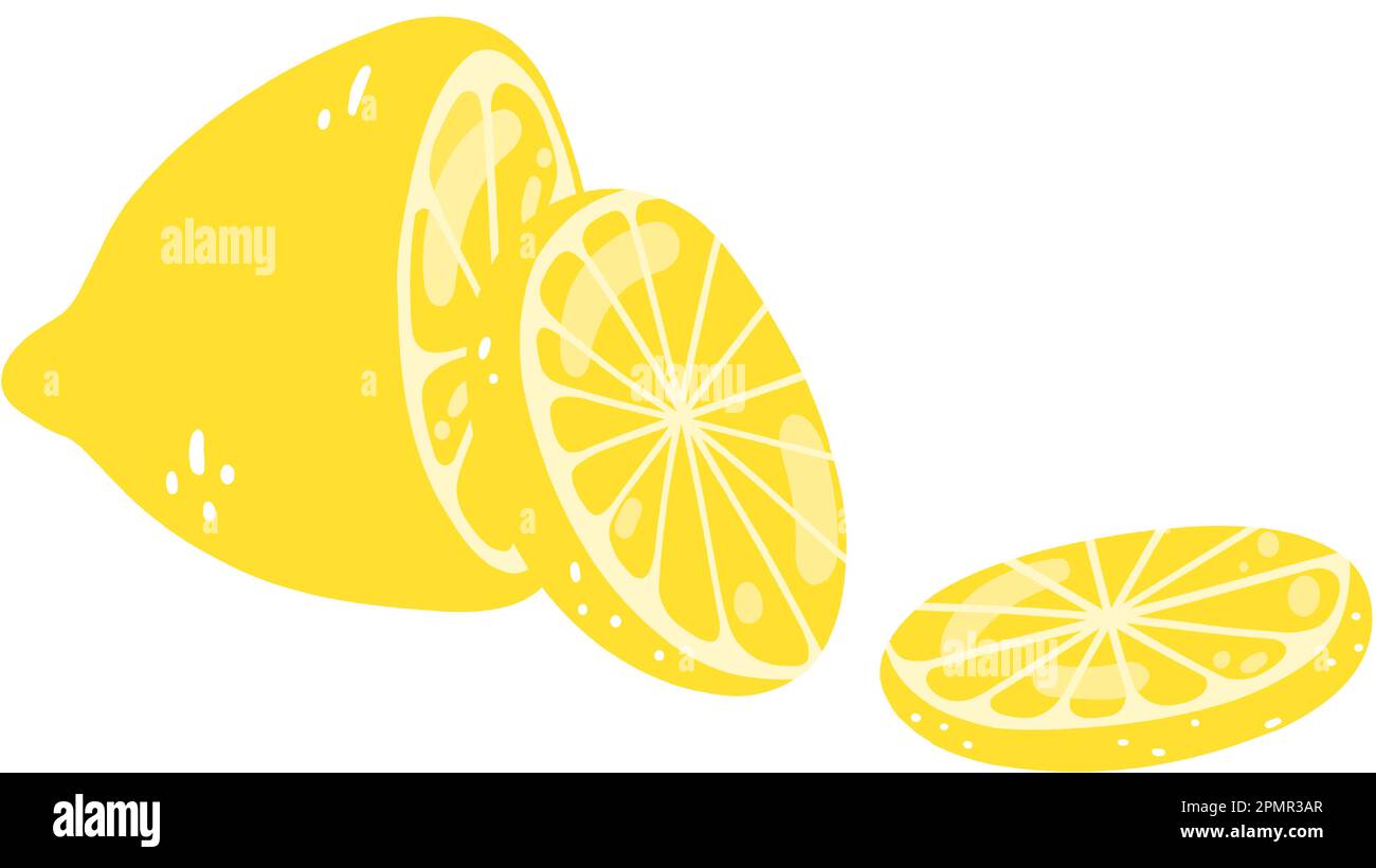 Set of hand drawn lemons. Vector illustration of cut lemon and slices ...