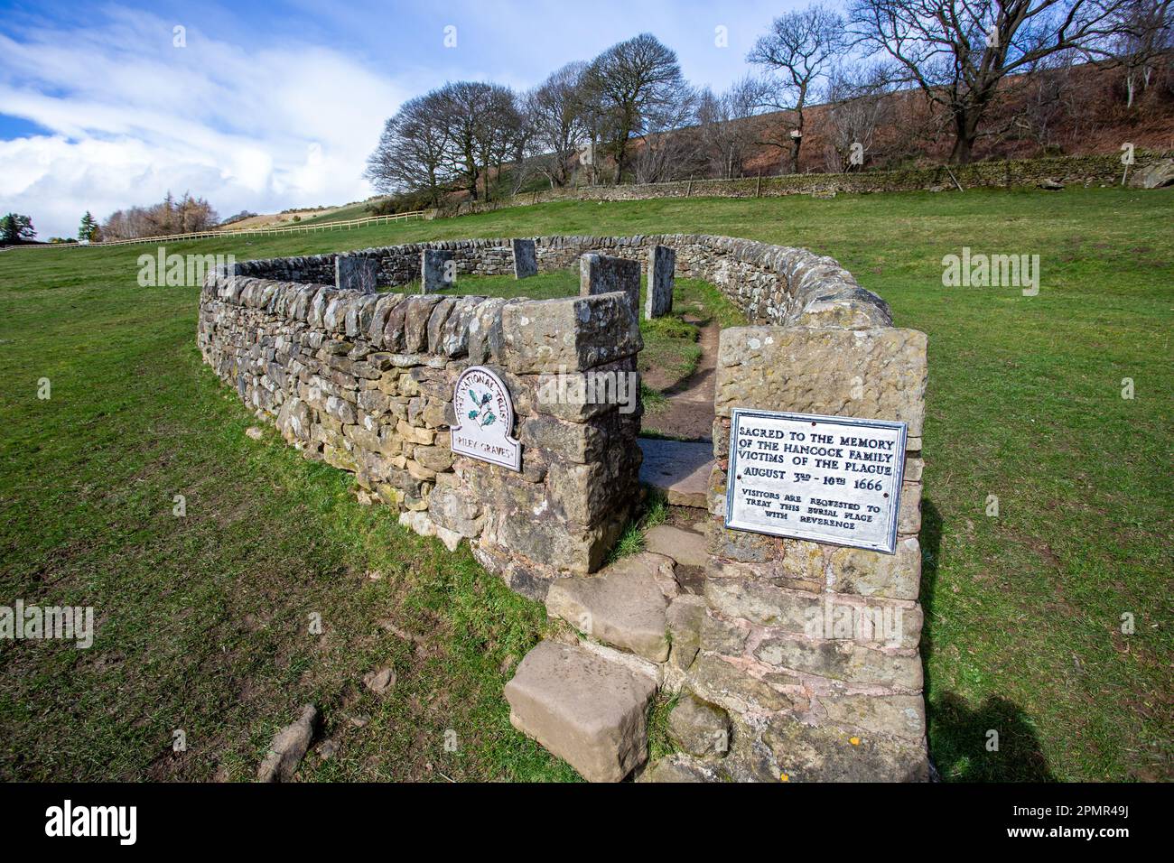 The Riley graves and tomb enclosed by a stone wall, the graves of the ...