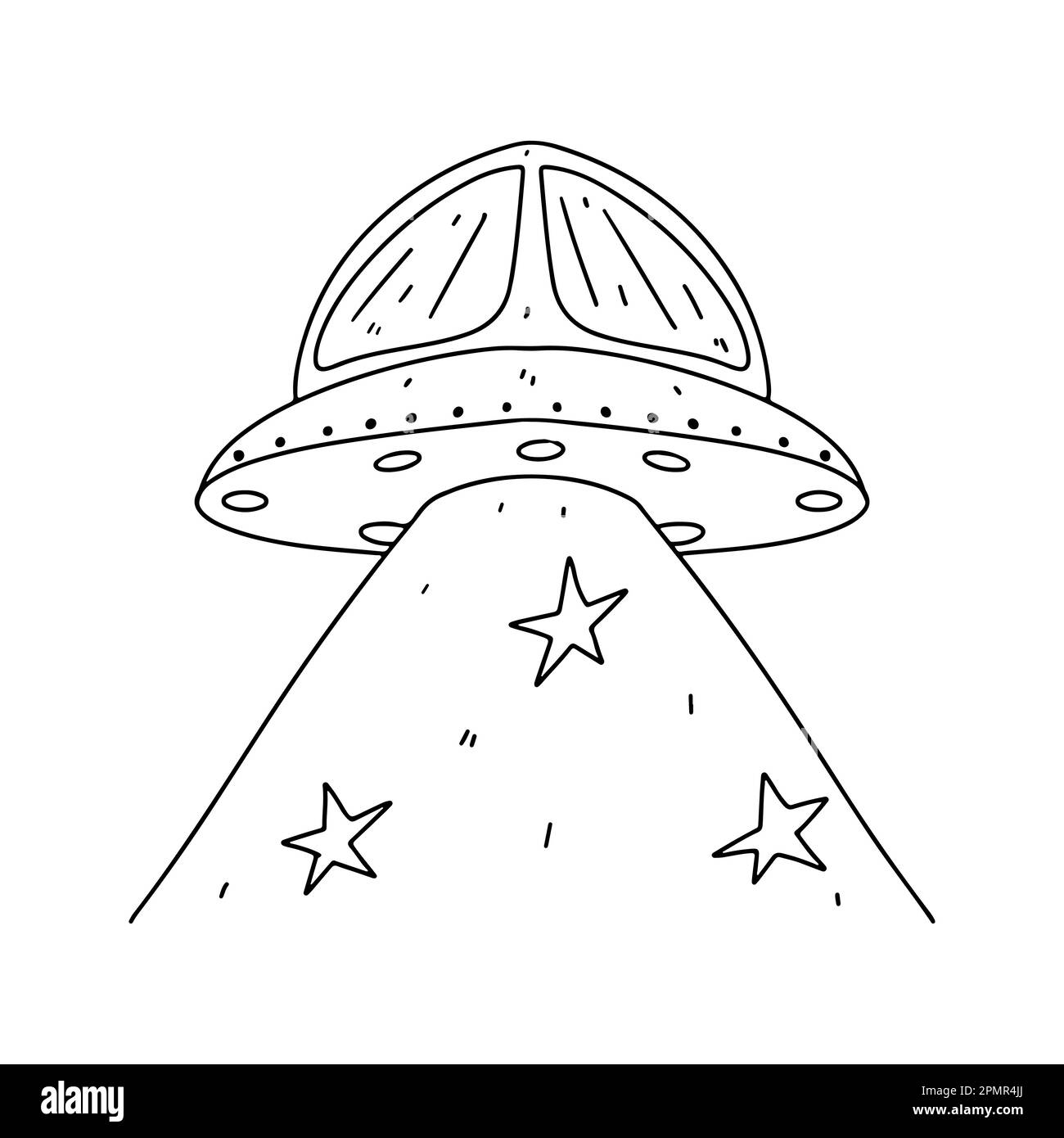 Ufo in hand drawn doodle style. Vector illustration isolated on white ...