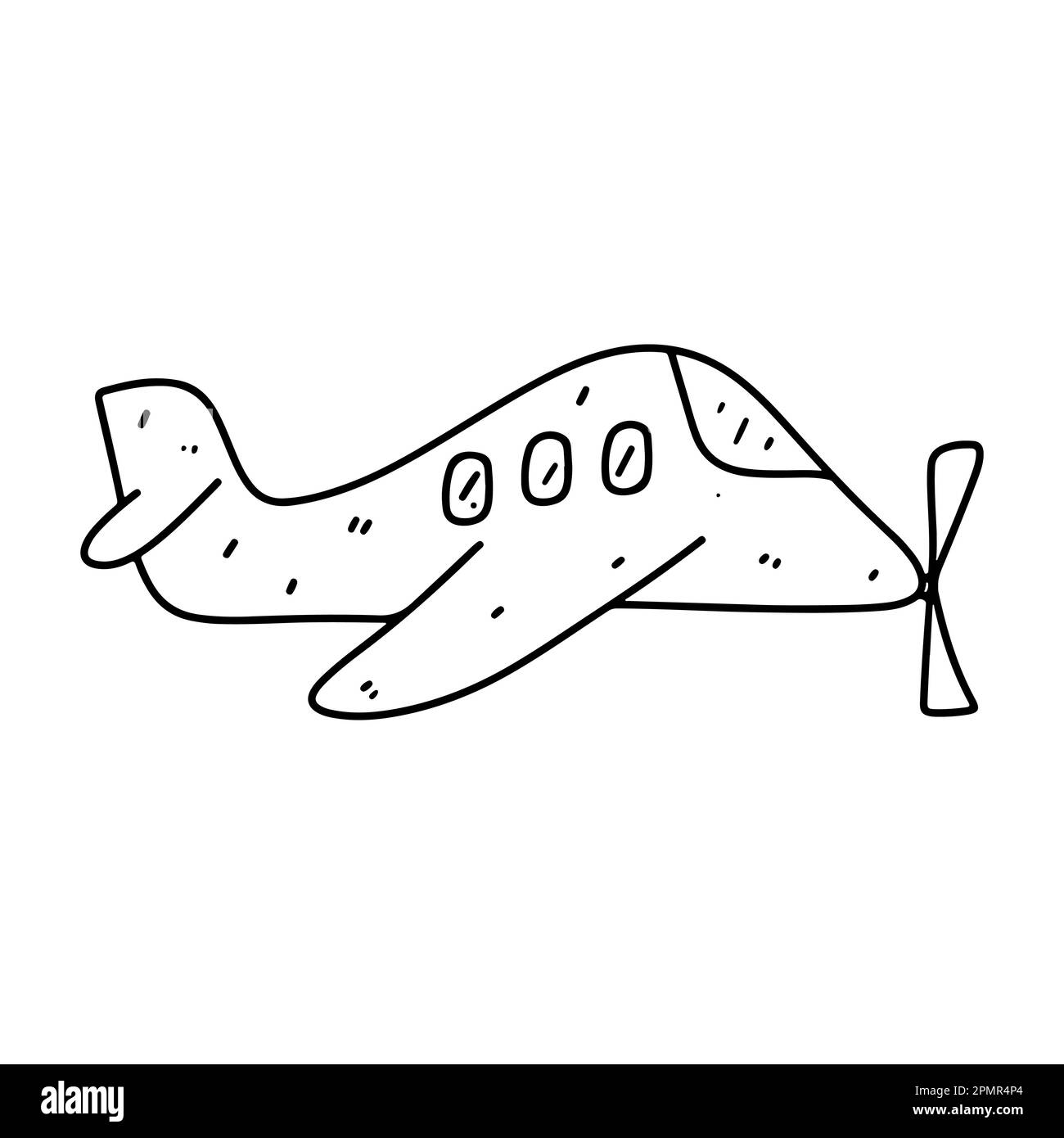Plane in hand drawn doodle style. Vector illustration isolated on white ...