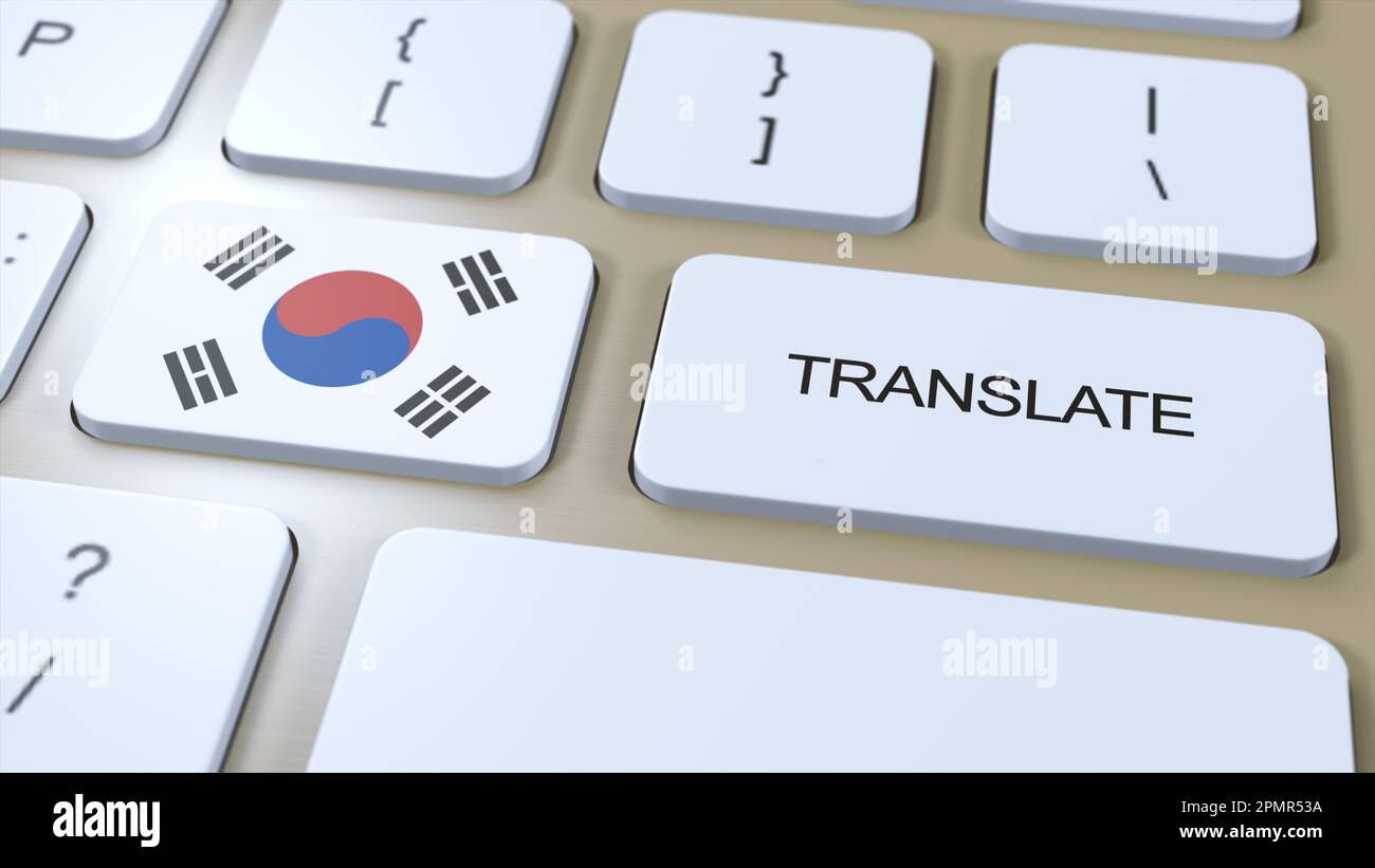 Translate Korean Language Concept. Translation of word. Button with ...