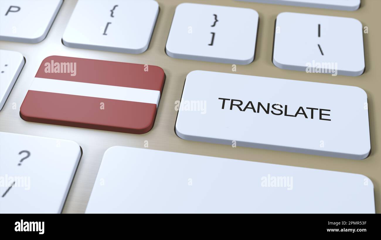 Translate Latvian Language Concept. Translation of word. Button with Text on Keyboard. 3D ...