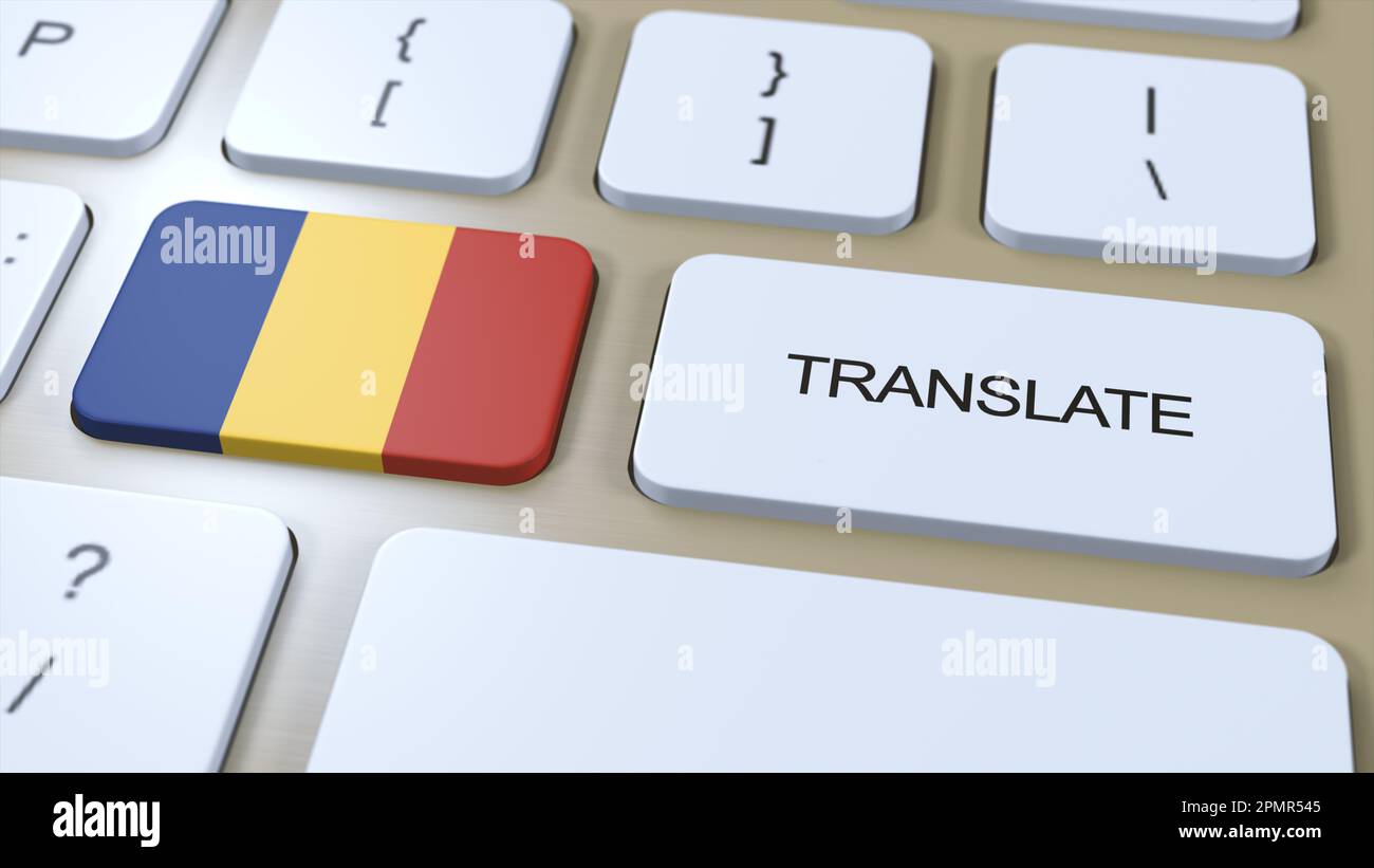 Translate Romanian Language Concept. Translation of word. Button with ...