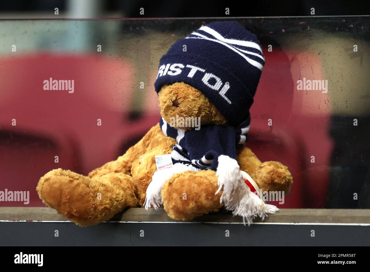 Close up of a Bristol Bears teddy bear before the Gallagher Premiership ...