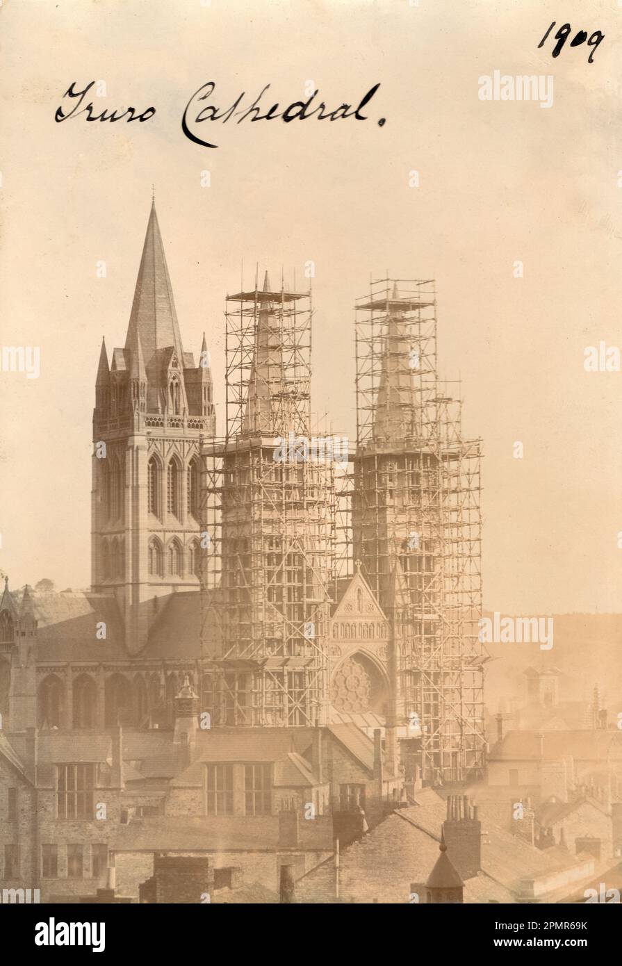 The construction of Truro Cathedral Cornwall UK 1909 Stock Photo - Alamy