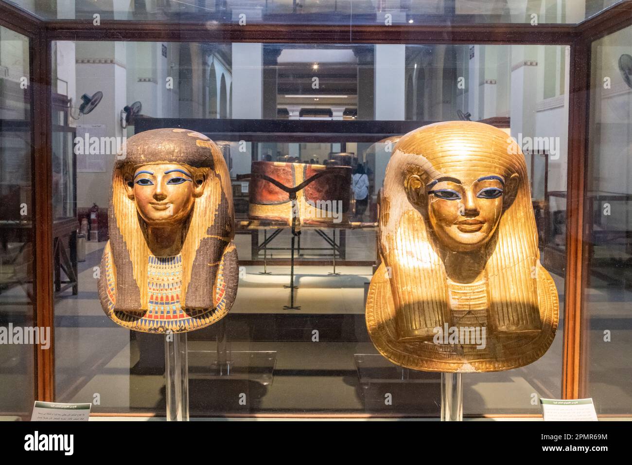 The gold gilded masks of Thuya on display at the Museum of Egyptian ...