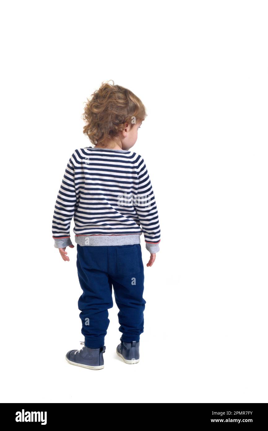 back view of a baby boy standing on white background Stock Photo - Alamy