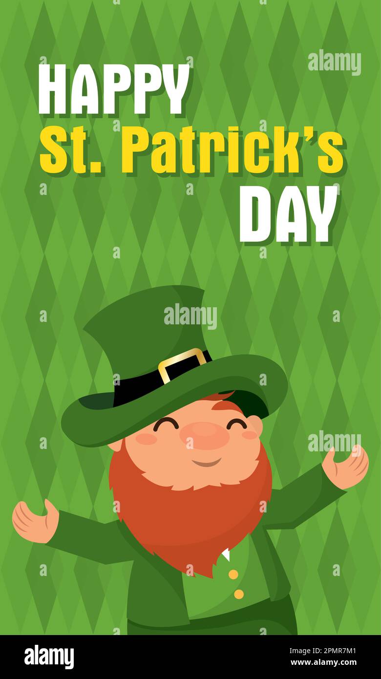 Cute traditional irish elf character Happy saint patrick day poster ...