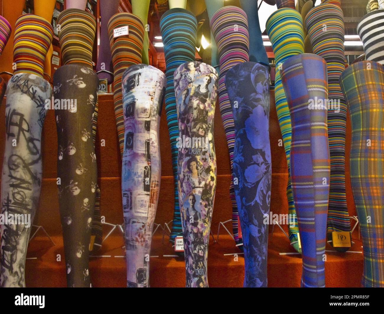 Patterned tights in window of shop on Rue du Bac, Paris, France Stock ...
