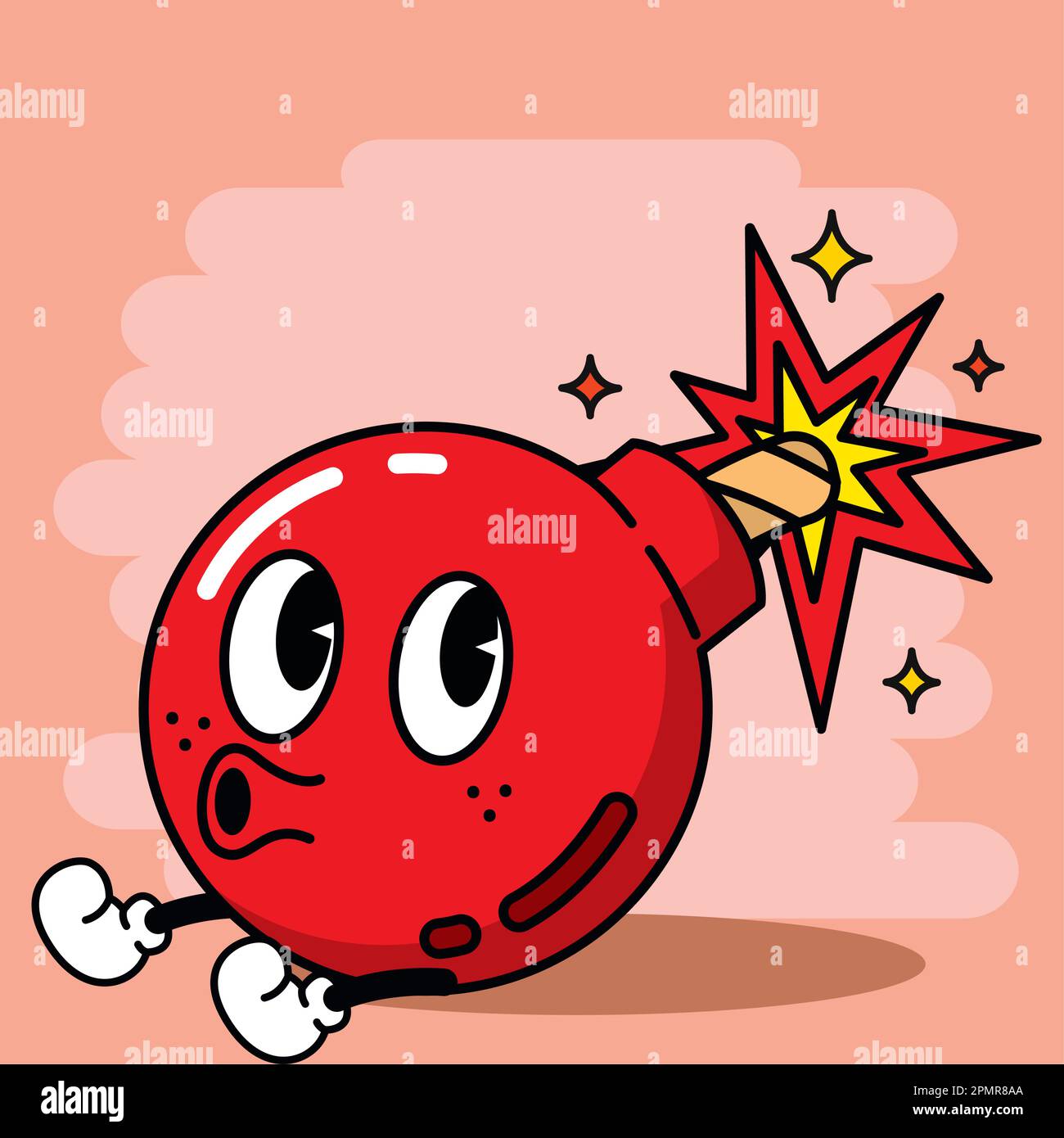 Isolated colored happy bomb traditional cartoon character Vector ...