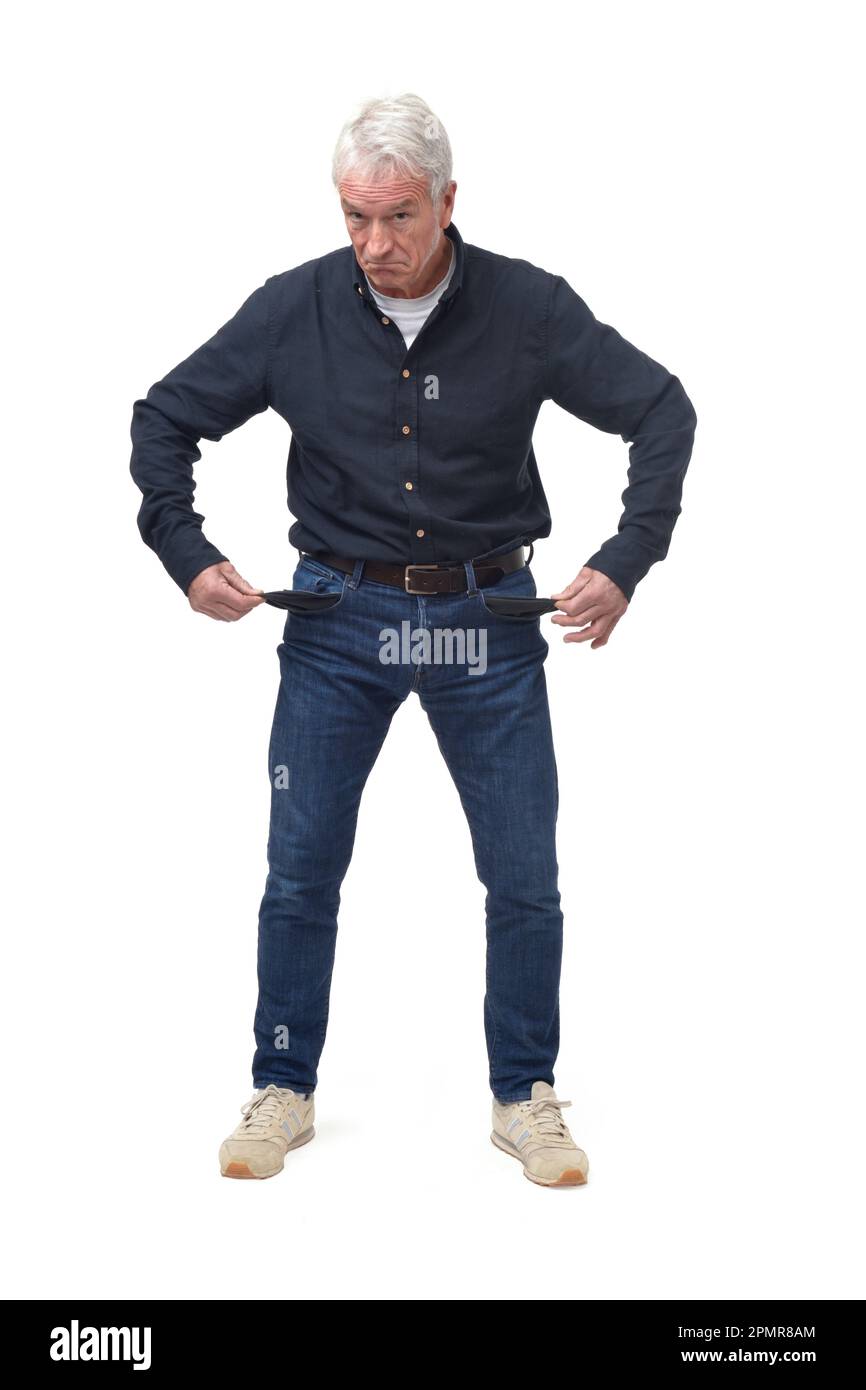 bankrupt man on white background Stock Photo - Alamy