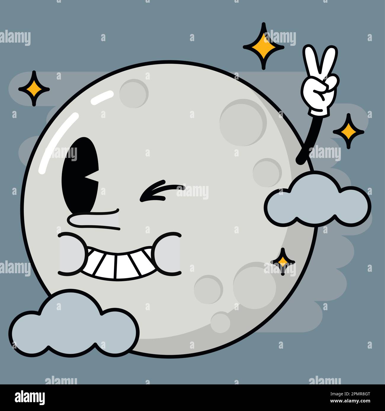 Isolated colored happy moon traditional cartoon character Vector Stock ...