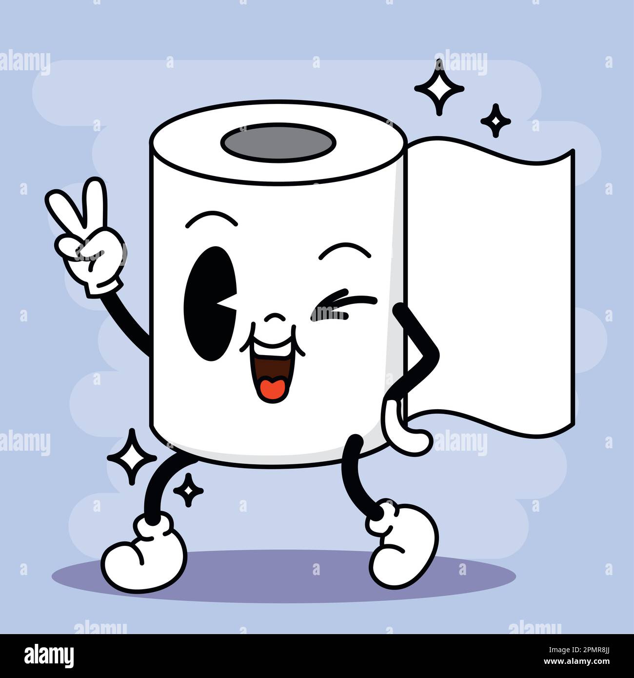 Isolated colored happy toilet paper traditional cartoon character ...