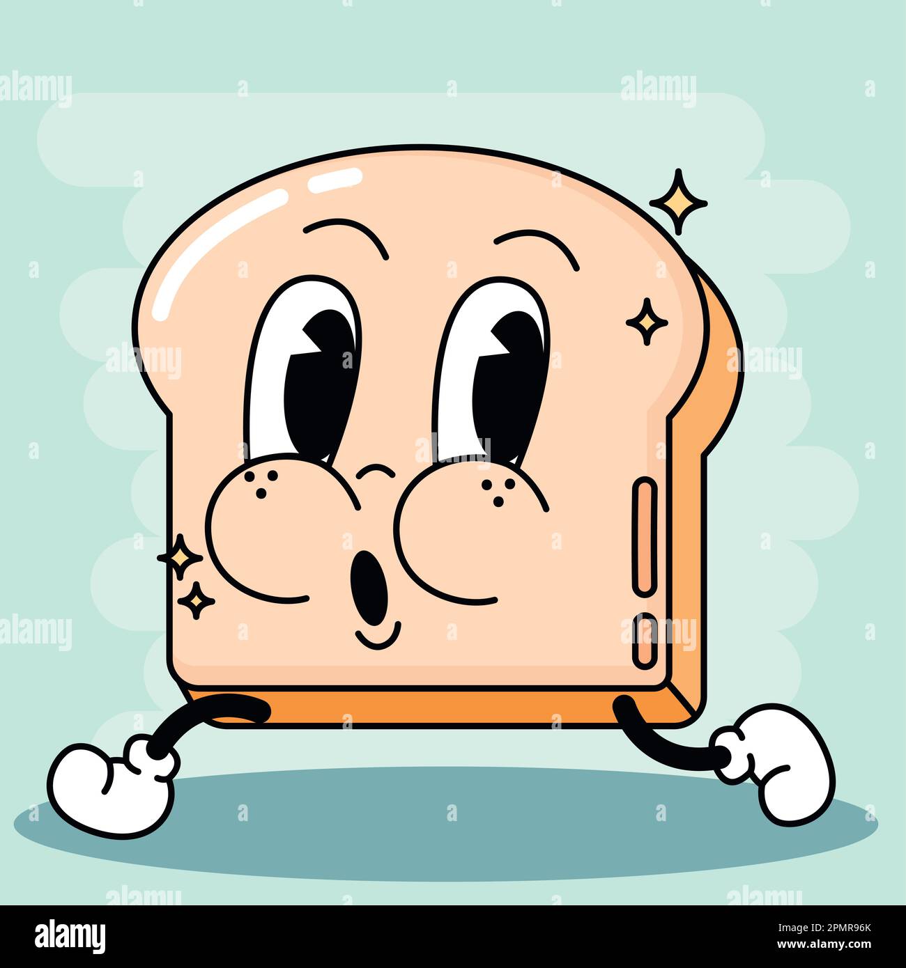 Isolated colored happy slice of bread traditional cartoon character ...