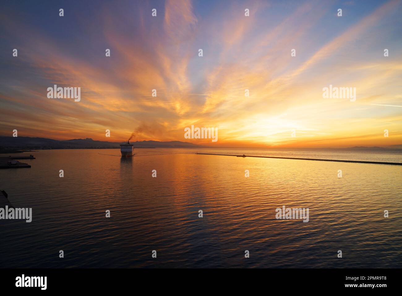 sunset sundown at the sea Mediterranean Sea in Greece, greek sunset ...
