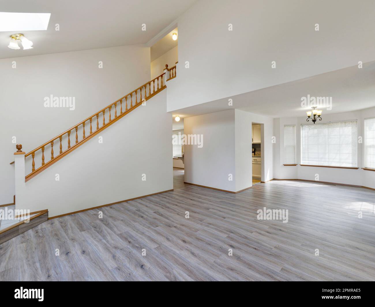 Modern residential empty living room and dining room interior Stock ...