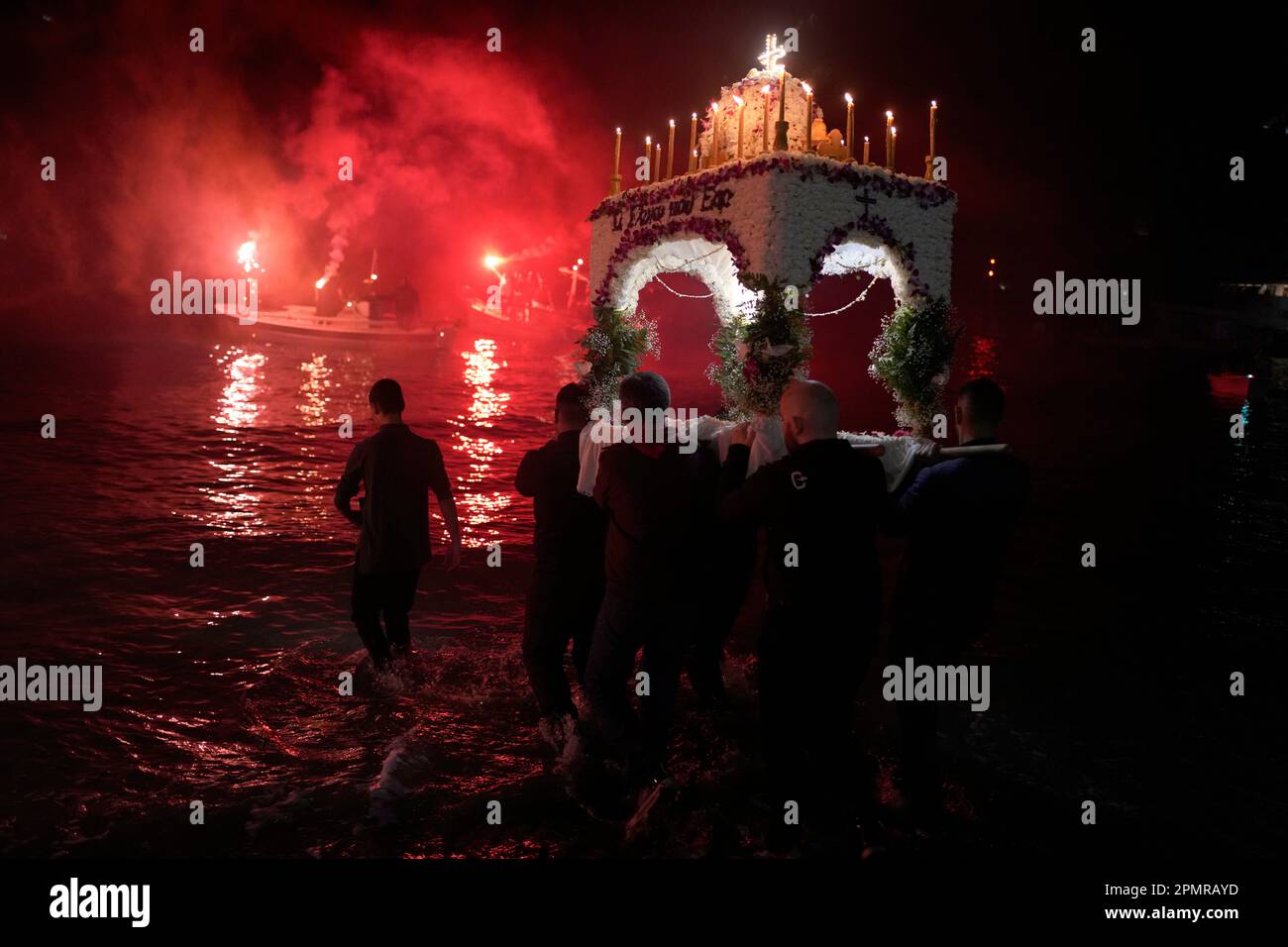Men carry into the sea the "Epitaph", the procession of Jesus' funeral ...