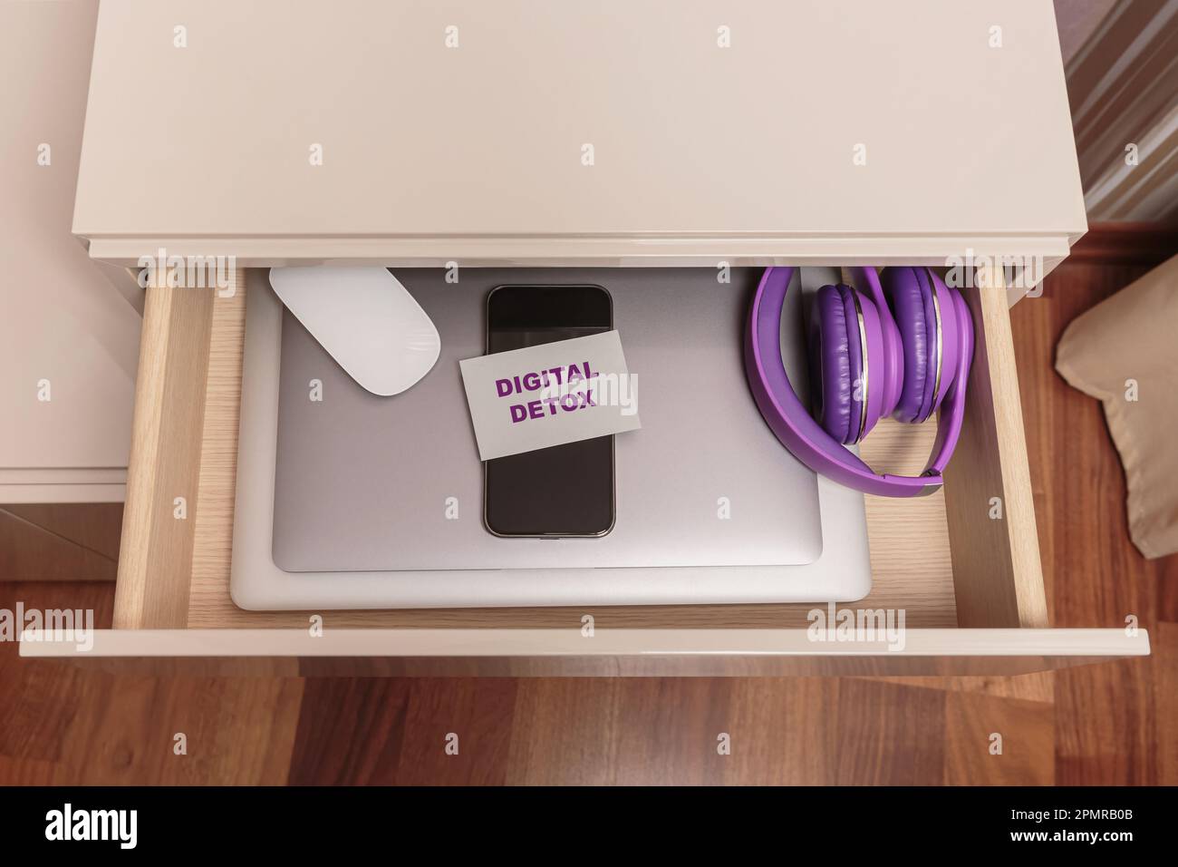 Digital gadgets are in separate drawer Stock Photo - Alamy