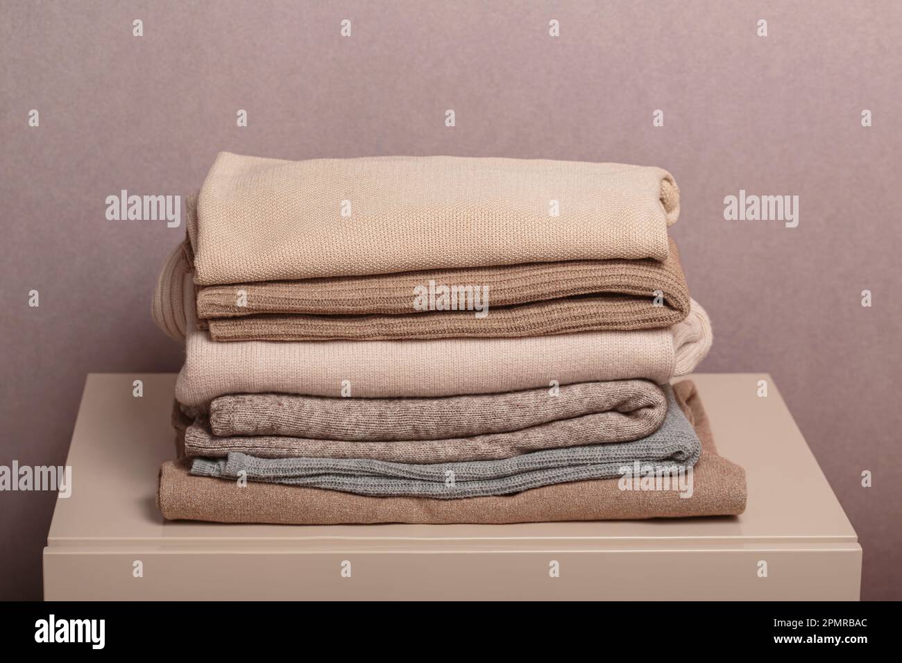 Stack of second hand clothes, ready to give away, used wardrobe Stock ...