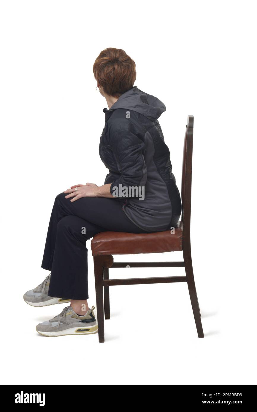 Older woman sitting side profile chair Cut Out Stock Images & Pictures ...