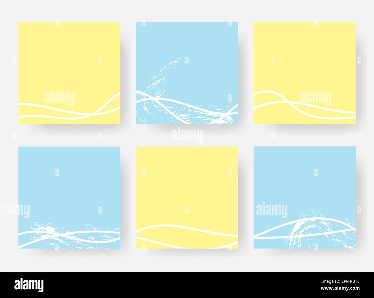 6 templates for notes. Yellow and blue patterns with a pattern ...