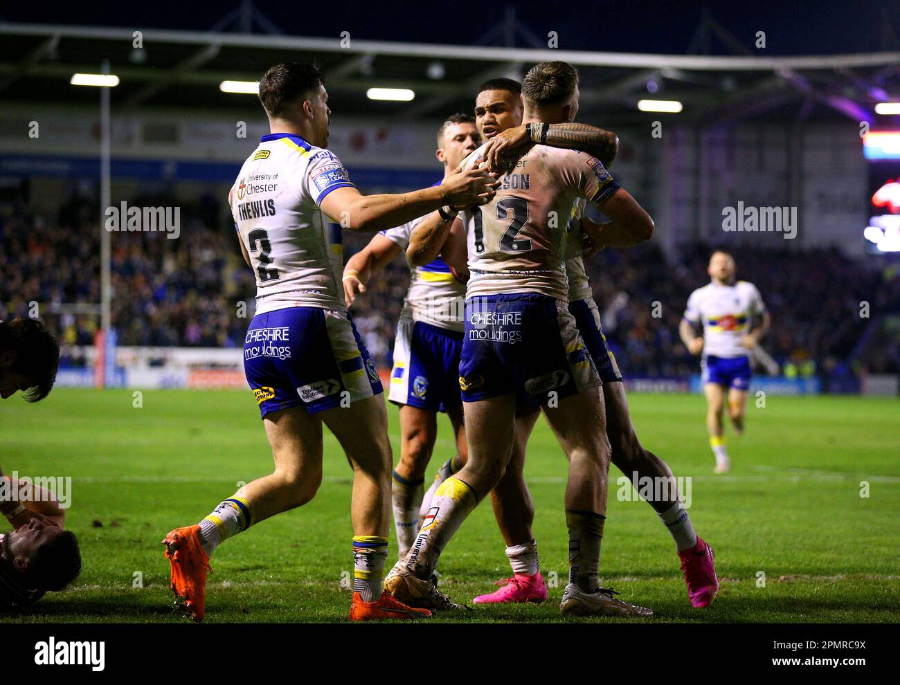 Warrington Wolves' Matty Nicholson celebrates with his team-mates after ...