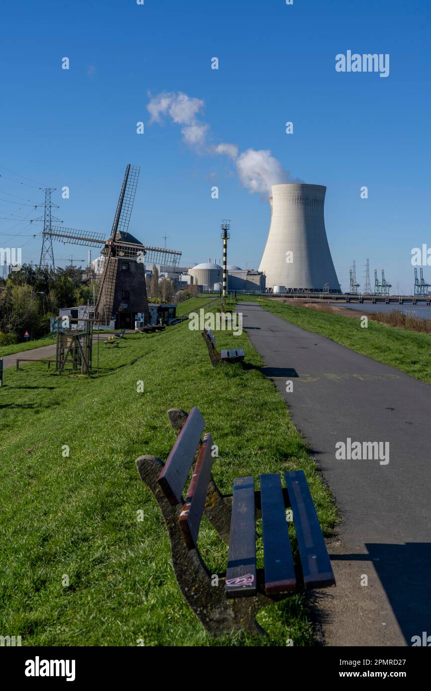 The Doel nuclear power plant, on the Scheldt River, one of two nuclear ...