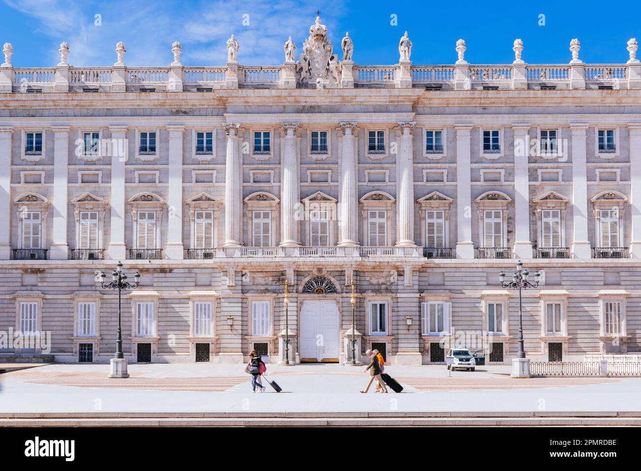 Royal Palace Madrid, facade to Bailen street. Official residence of the ...